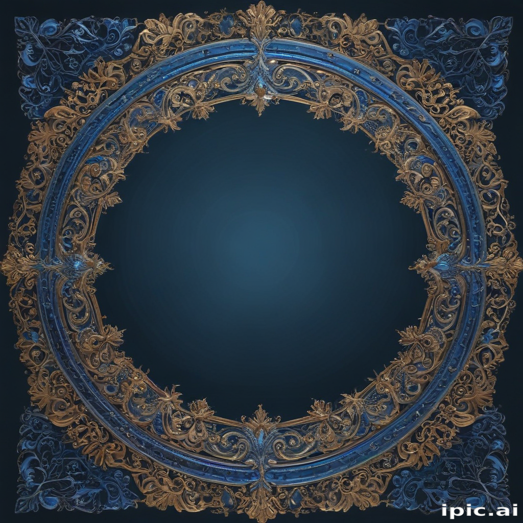 Intricate Ornate Frame Design with Rich Blue and Gold Detailing