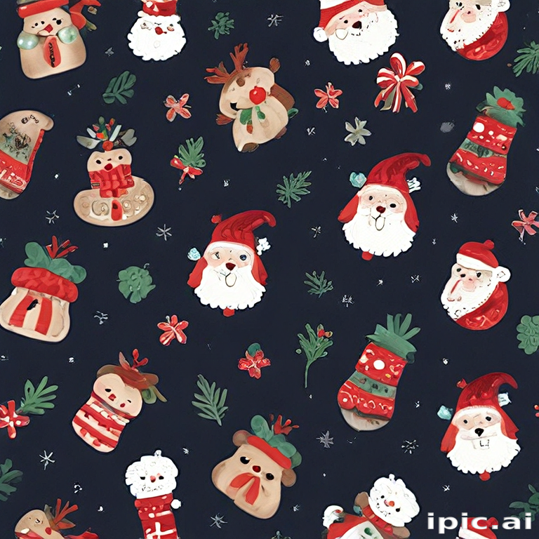 Colorful Christmas-themed wrapping paper featuring festive characters ...