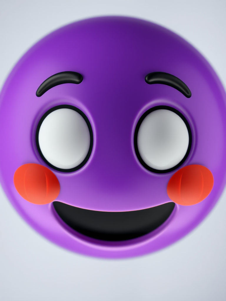 A Playful Purple Emoji with a Big Smile and Cheeky Red Blush.