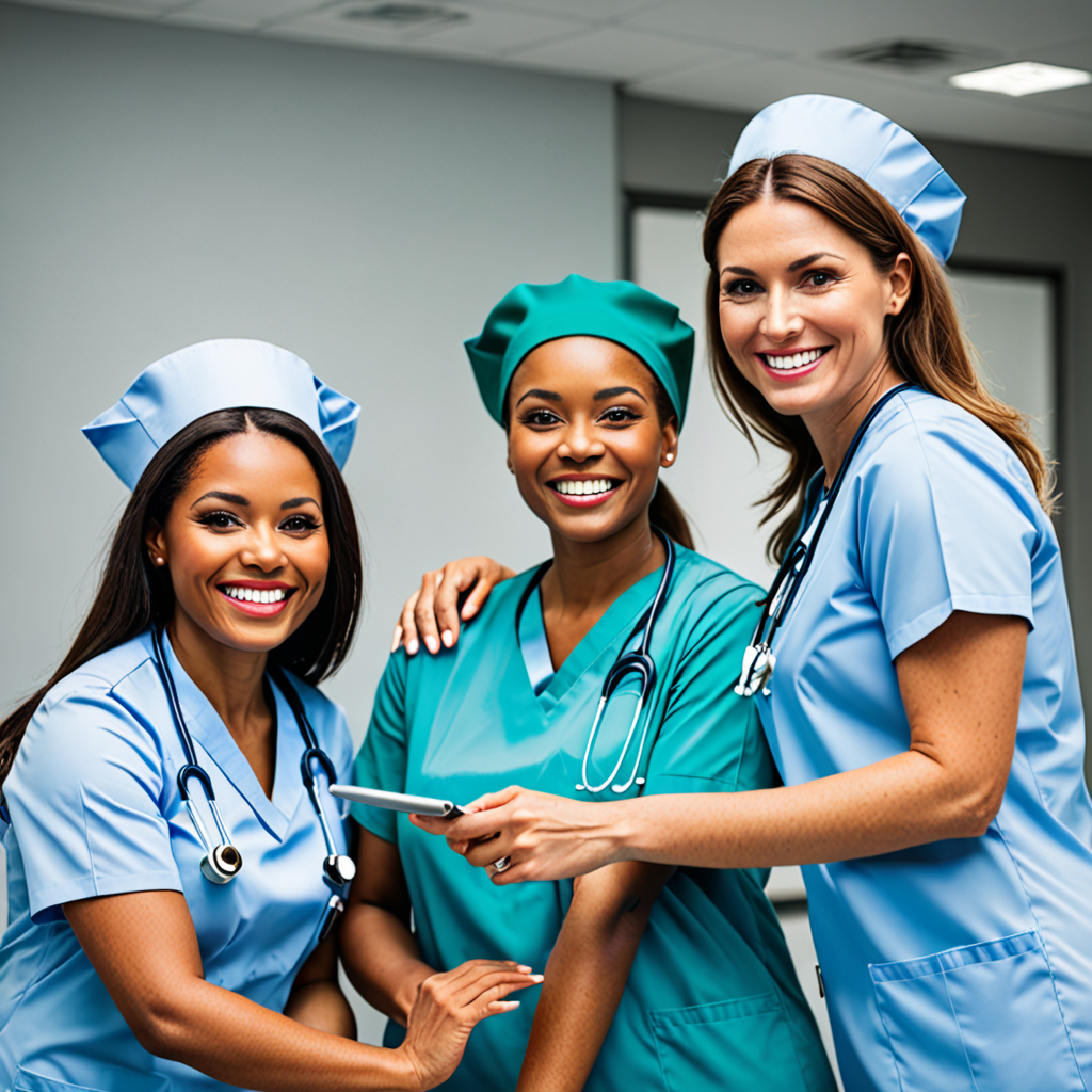 a group of nurses smiling have having fun