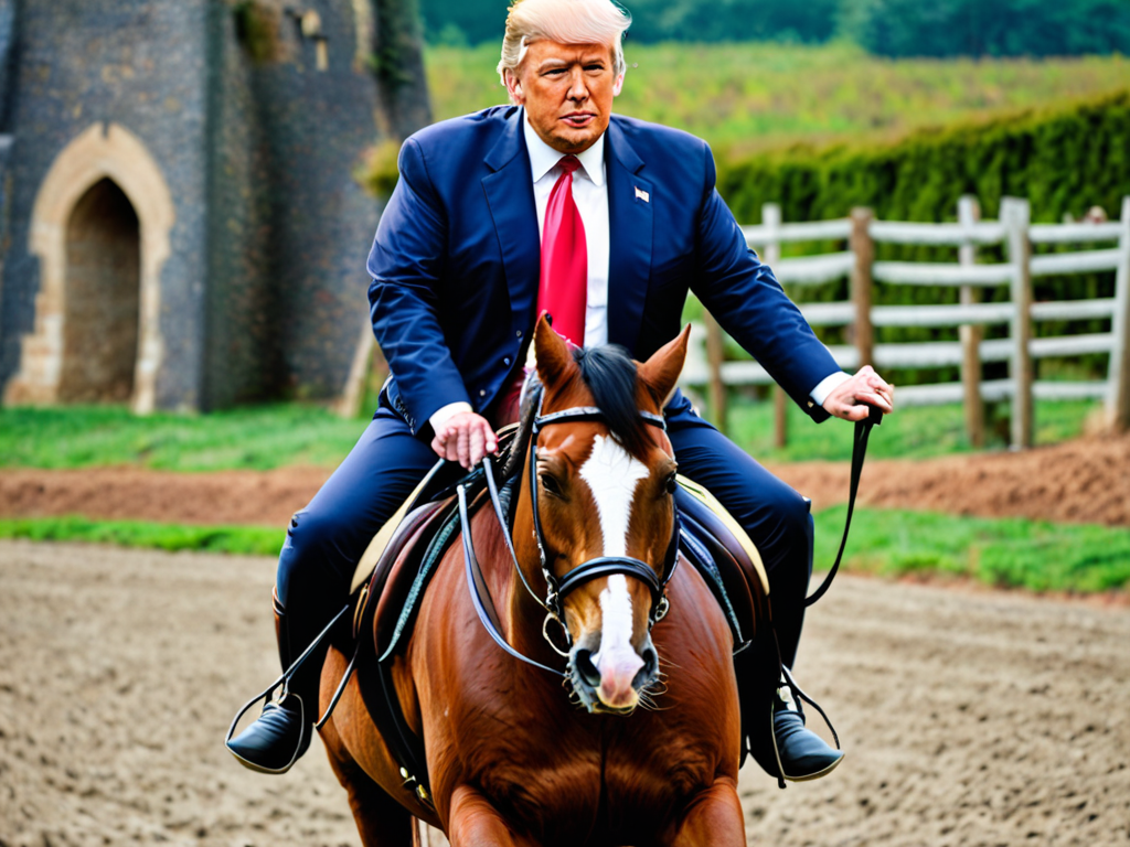 Donald trump riding a horse
