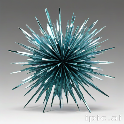 Intricate Glass Sculpture Radiating with Sharp, Reflective Spikes and ...