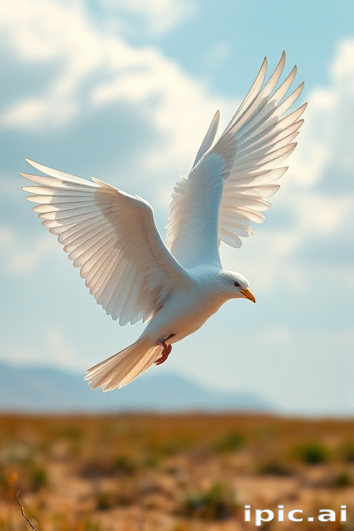 A Majestic White Bird Soaring Gracefully Against a Beautiful Sky