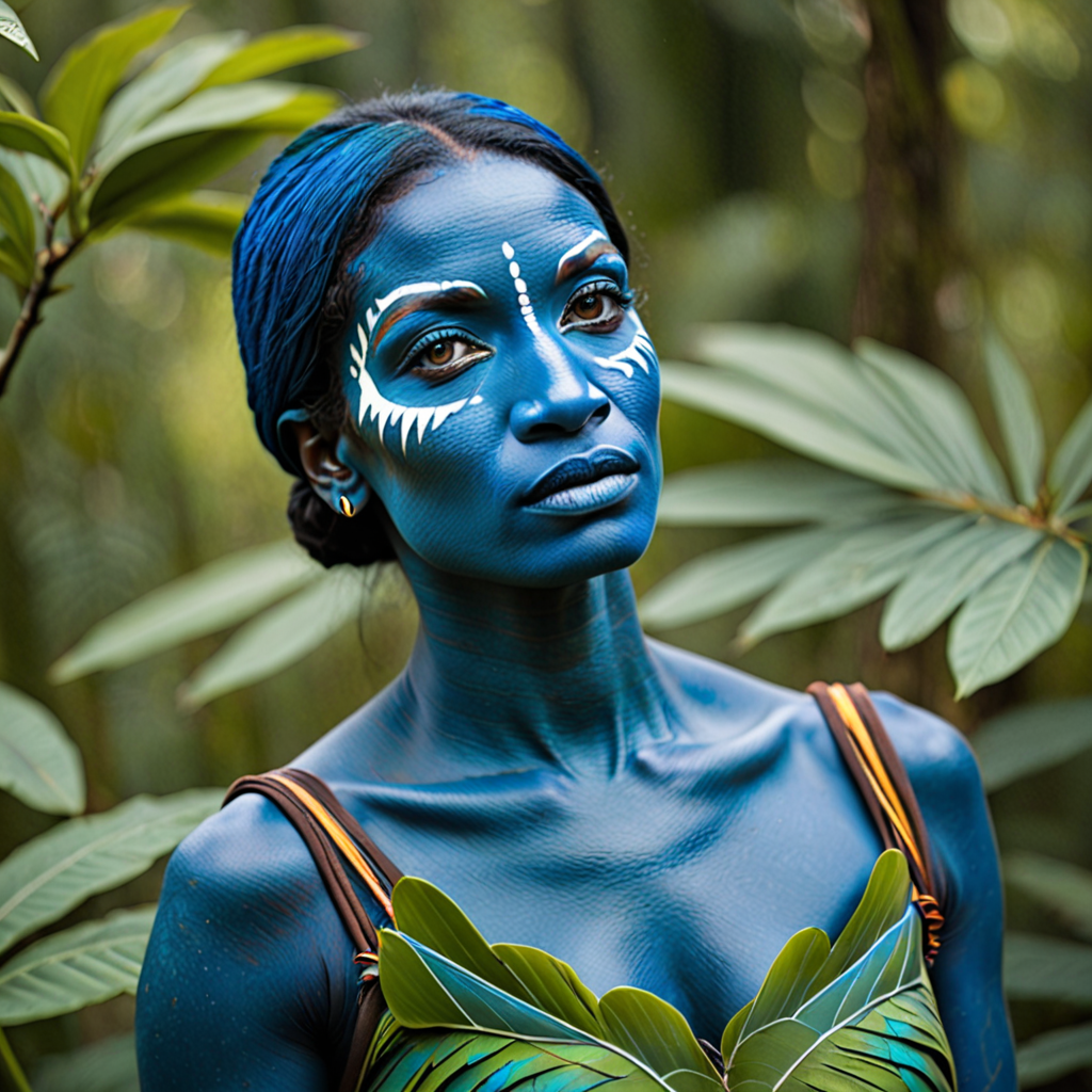 Beautiful blue skinned amazon woman