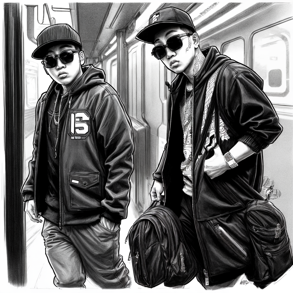 The ASIAN rapper IS GOING TO the subway train. HIP HOP. COMIC BOOK ...