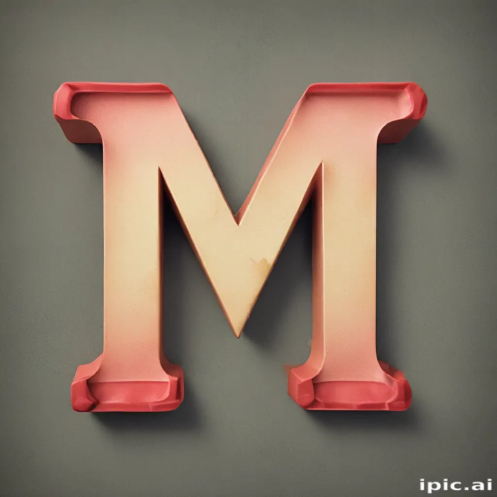 Stylized Letter M in Bold Design Against a Neutral Background