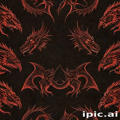 Intricate Red Dragon Patterns on a Dark Background for Bold Design