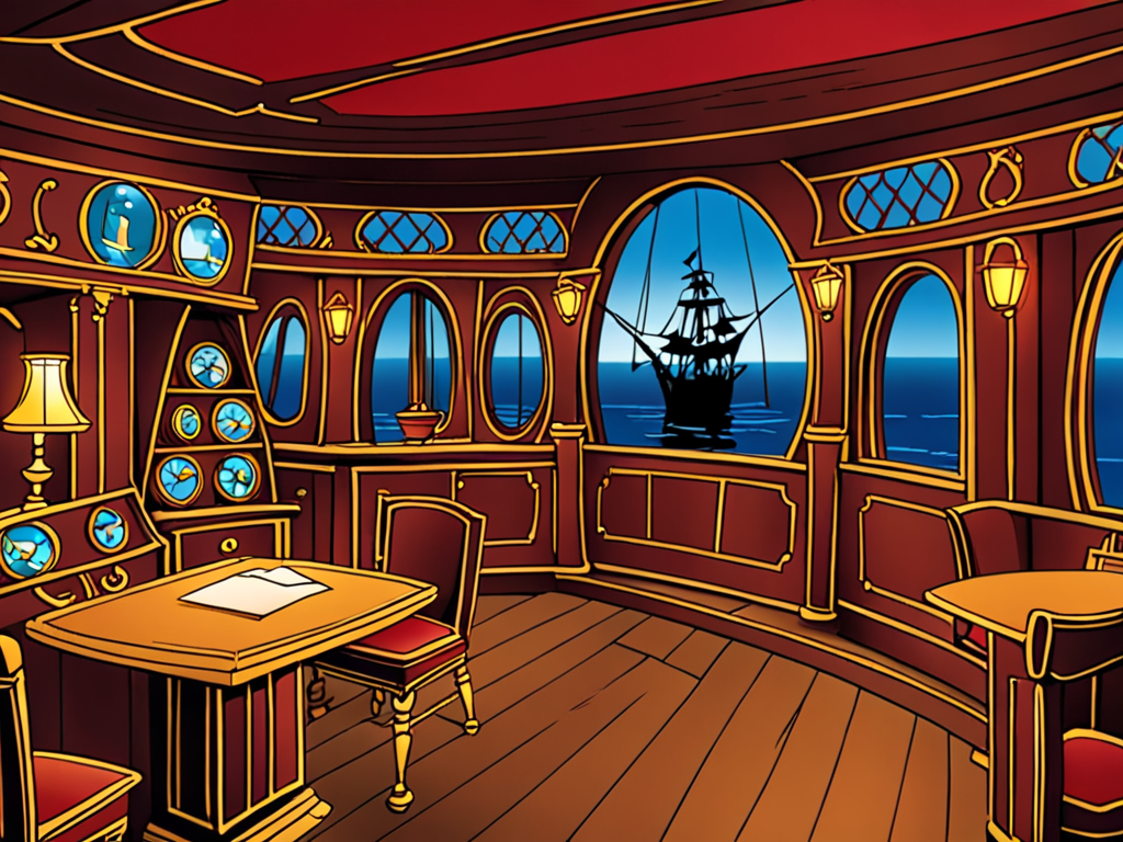 Interior of Captain Hook's state room on the pirate ship from the ...