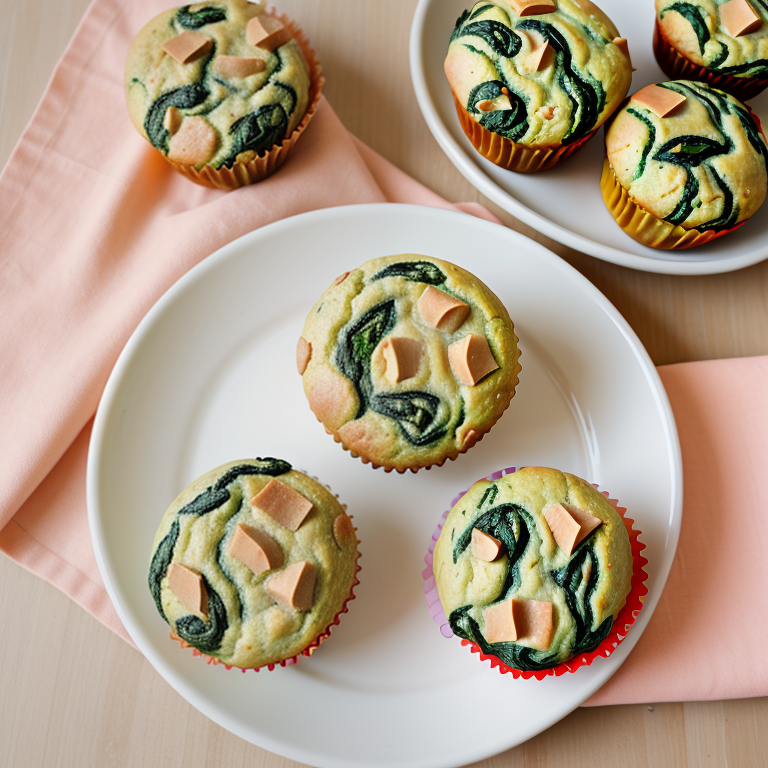 Delicious Green Spinach Muffins Topped with Sweet Chocolate Pieces and ...