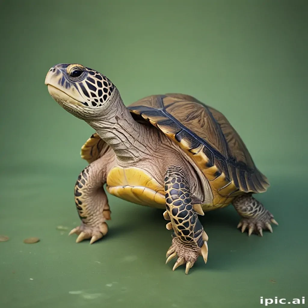 A Realistic and Detailed Sculpture of a Majestic Turtle on Display