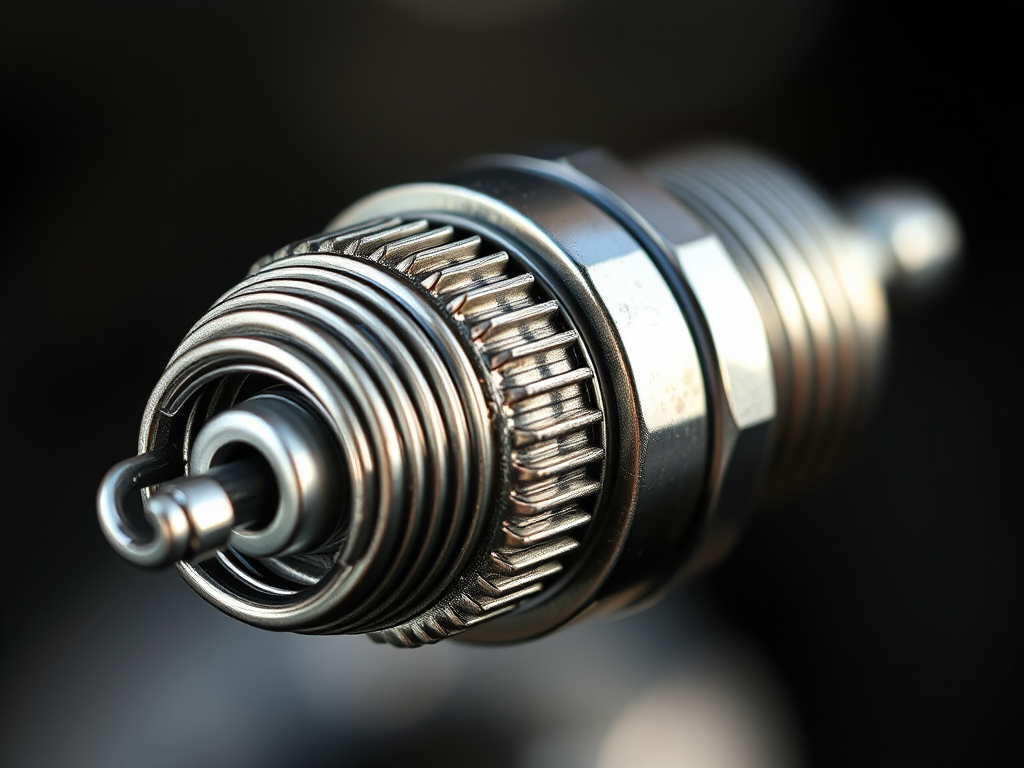 create a highly detailed illustration of a spark plug, focus on ...