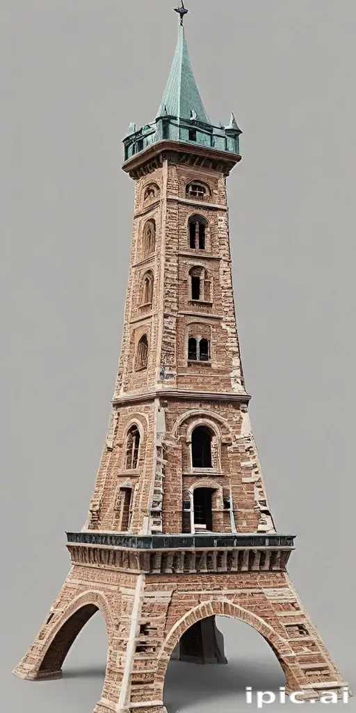 Intricate Model of a Historic Tower with Unique Architectural Features