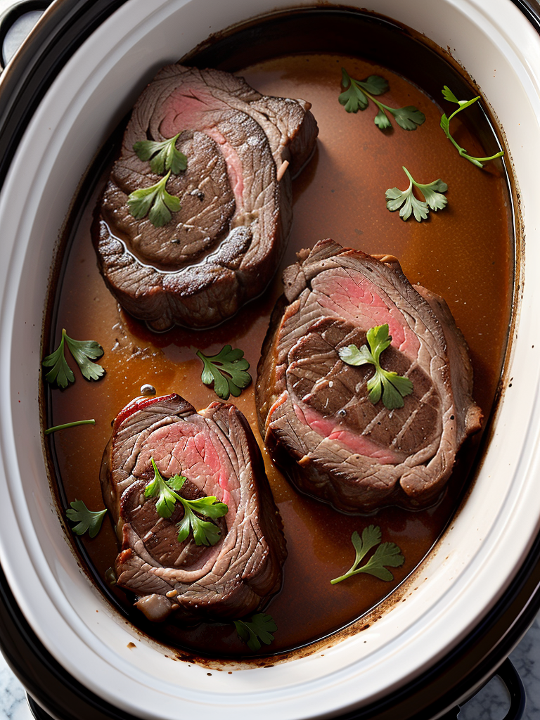Succulent Braised Beef Roast with Fresh Herbs in Savory Gravy