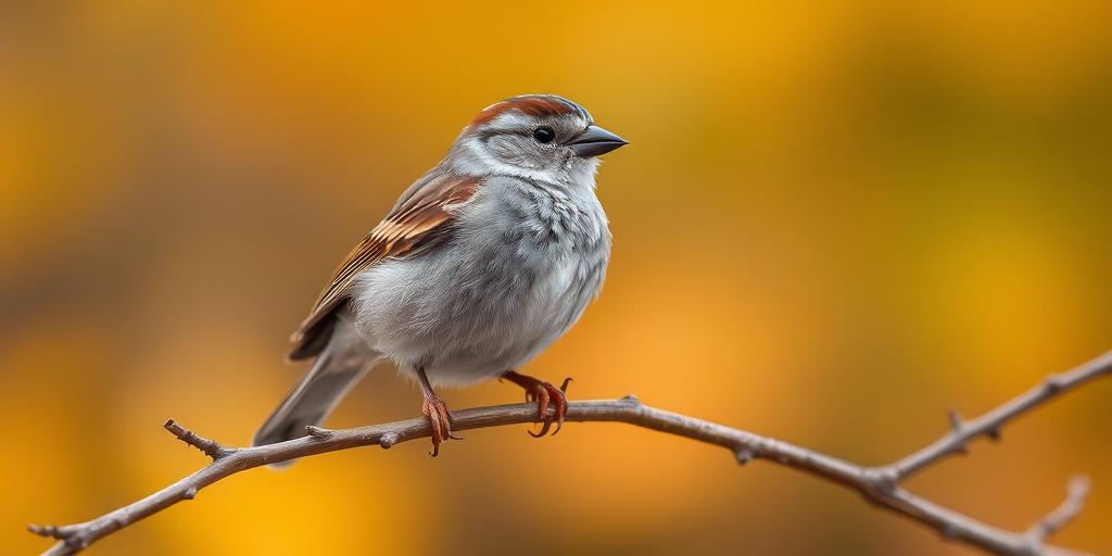 A Charming Sparrow Perched on a Branch Against a Colorful Background.