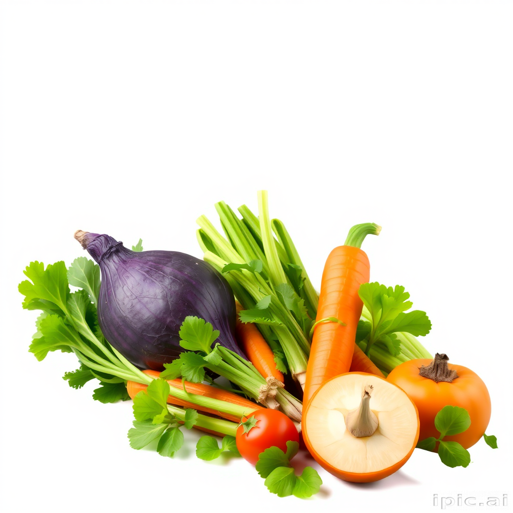 A Colorful Array of Fresh Vegetables Displayed on a White Background.