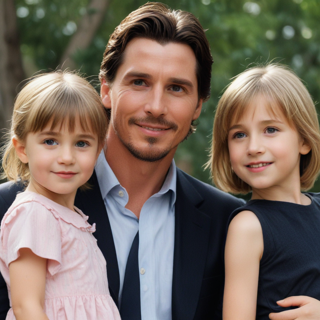 Christian bale as bruce wayne and allison mack, happy family with two ...