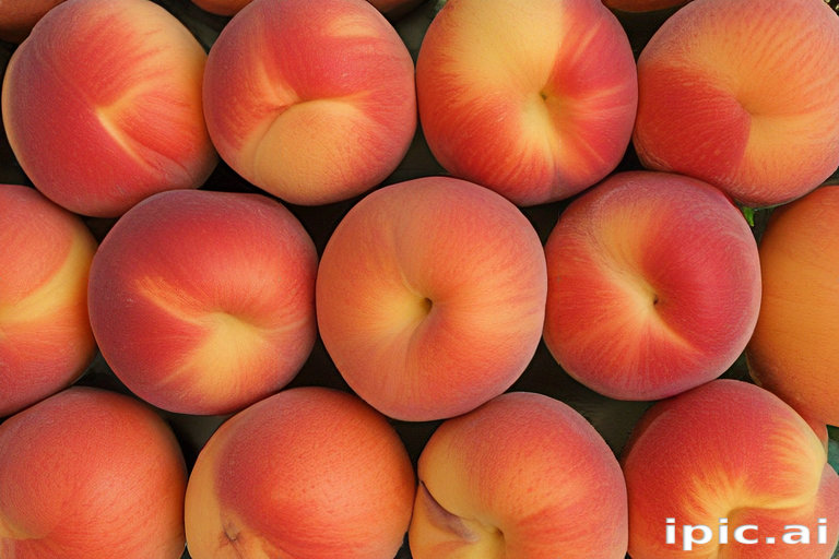 Colorful Arrangement of Fresh, Juicy Peaches Piled Together on Display.