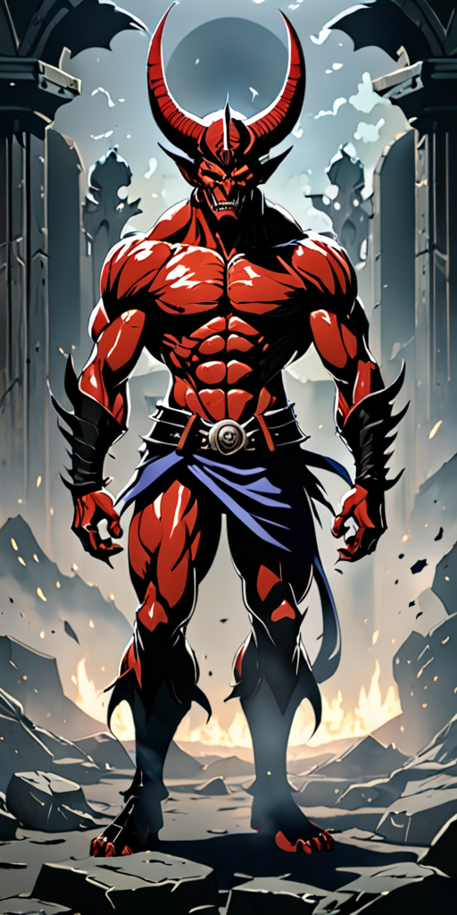 A demon fighter from the underworld, full body, high quality, anime art ...