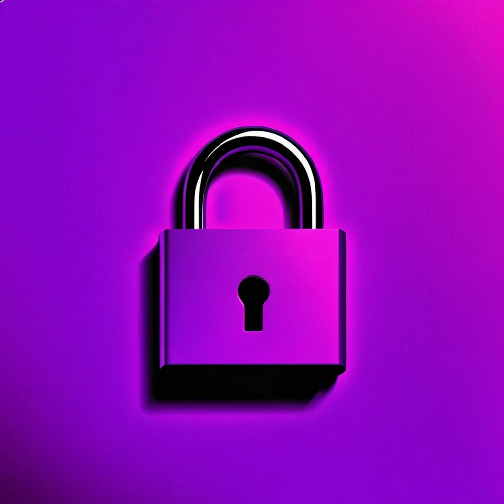 Stylized Purple Lock Symbolizing Security and Protection in Digital Spaces
