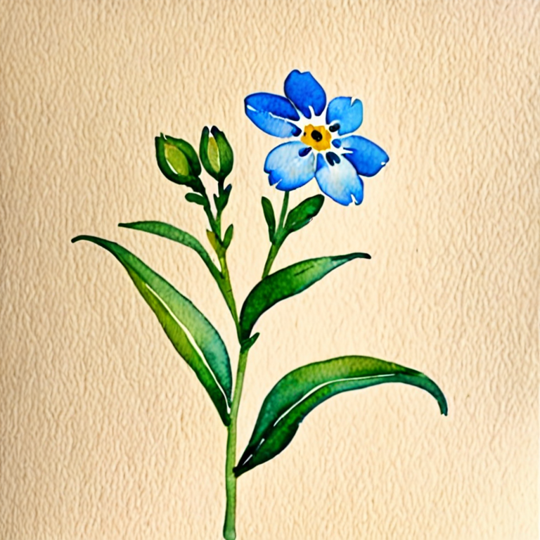 forget-me-not, watercolor drawing, simple pale colors