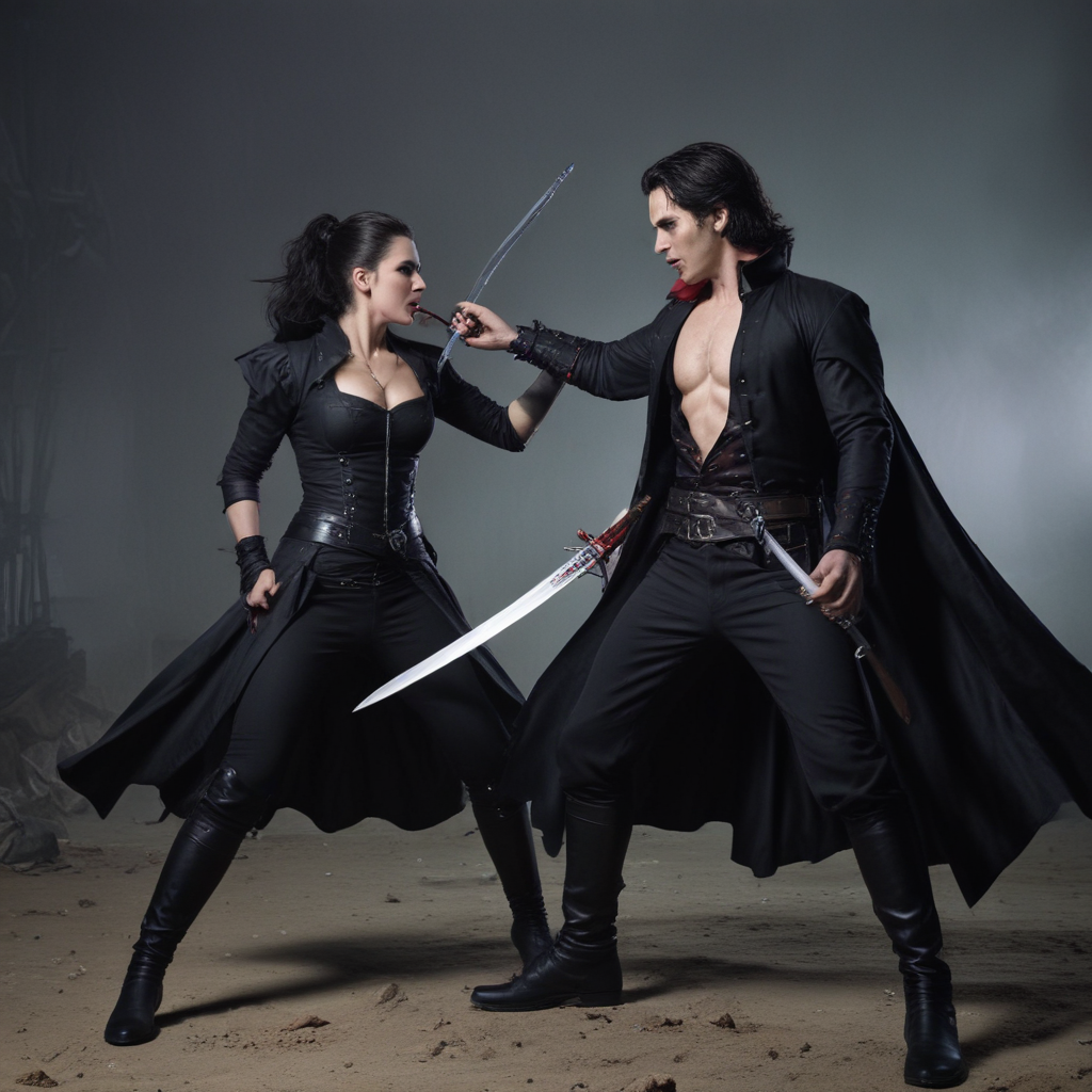 vampires with swords fighting