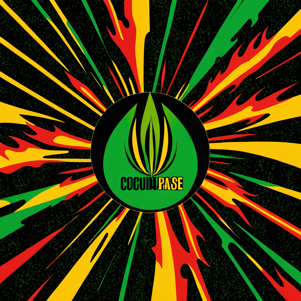 reggae aesthetic burned urban ground in yellow red green colors flames ...