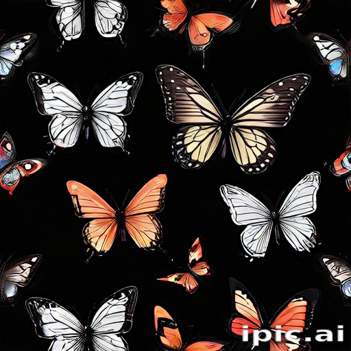 A Colorful Array of Butterflies in a Striking Black Background Design.
