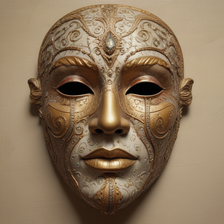 Intricately Designed Masquerade Mask with Elegant Patterns and Golden ...