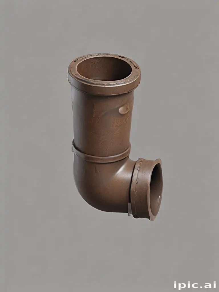 Detailed View of a Brown PVC Pipe Fitting with Elbow Joint Design