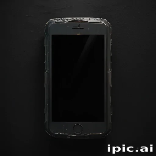 An Old, Worn Smartphone Resting on a Dark Surface Background