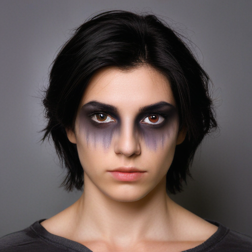 warlock with black smoke around eyes and black eyes