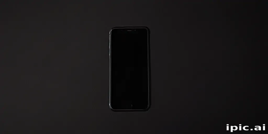 A Smartphone Displaying a Dark Screen on a Black Background Surface