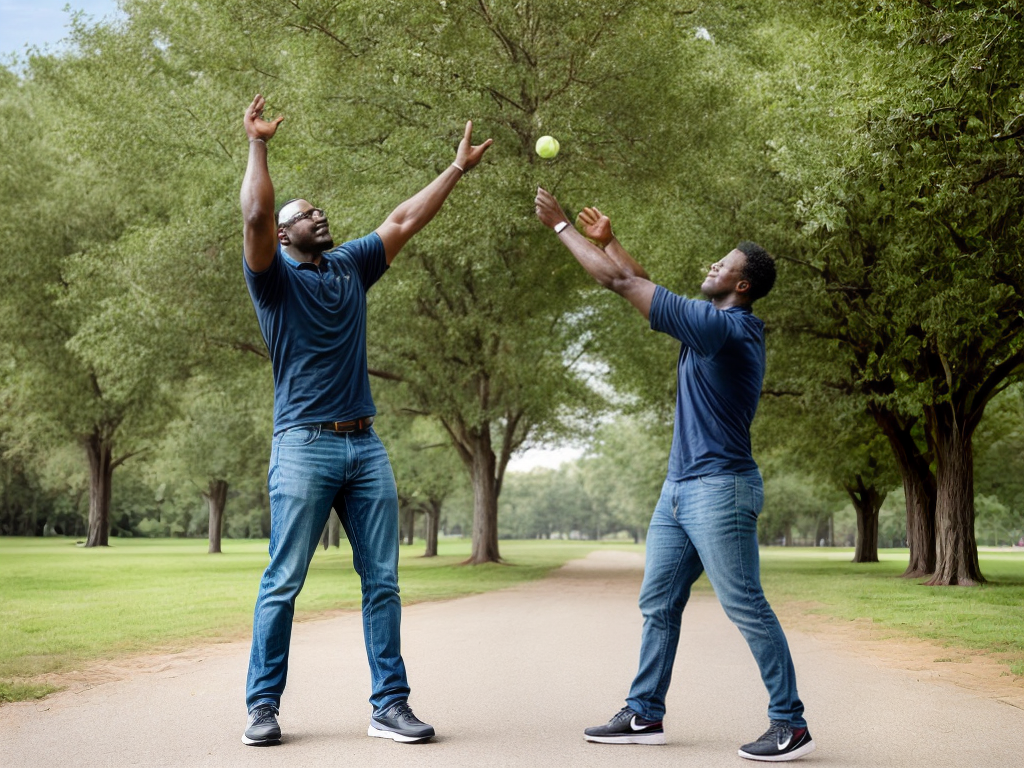 handsome black man reaching up for something