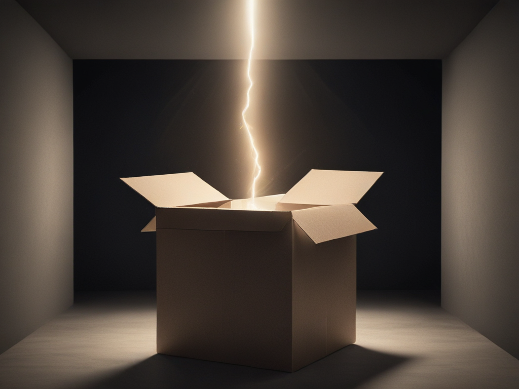 Illustrate the emergence of hope amidst darkness. Show a beam of light ...