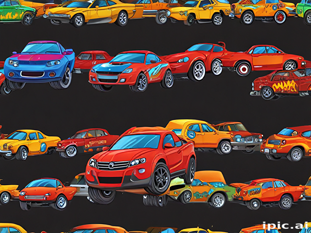 A Colorful Collection of Cartoon Cars in Various Styles and Designs