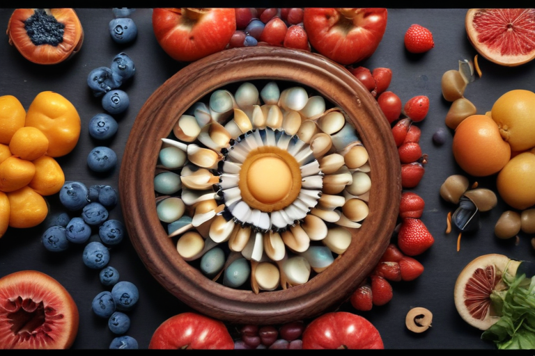 A Colorful Arrangement of Fresh Fruits and Delicate Edible Elements on ...