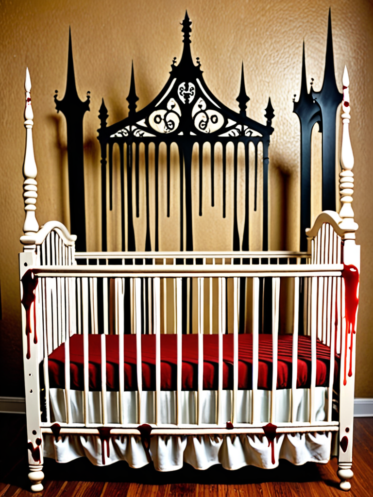 gothic baby crib dripping blood