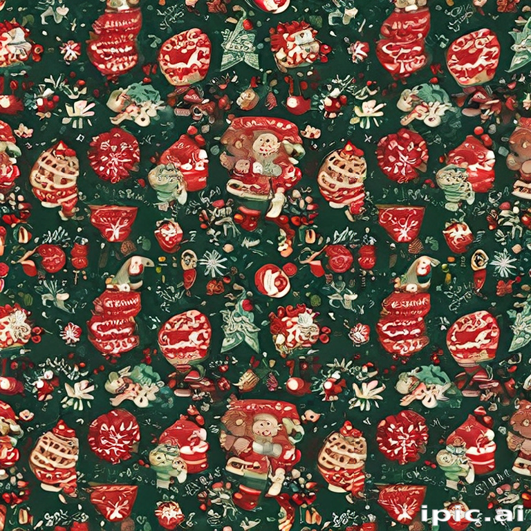 Festive Holiday Wrapping Paper Design Featuring Cheerful Christmas ...