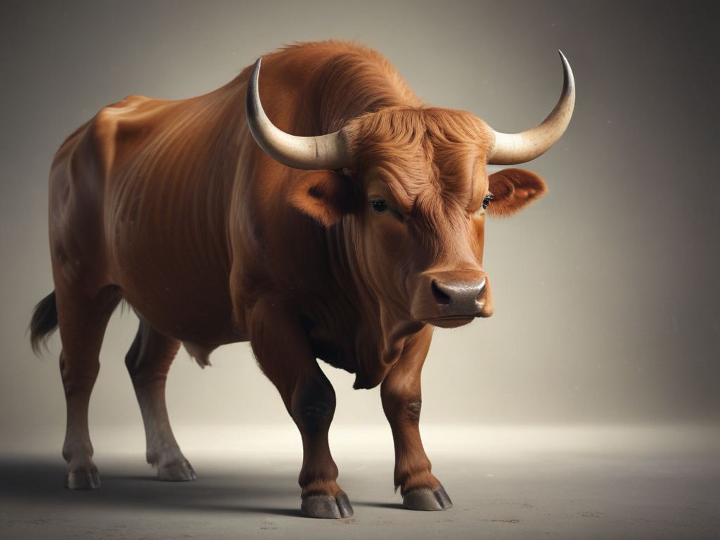 A Majestic Brown Bull with Impressive Horns Standing Proudly in Studio ...