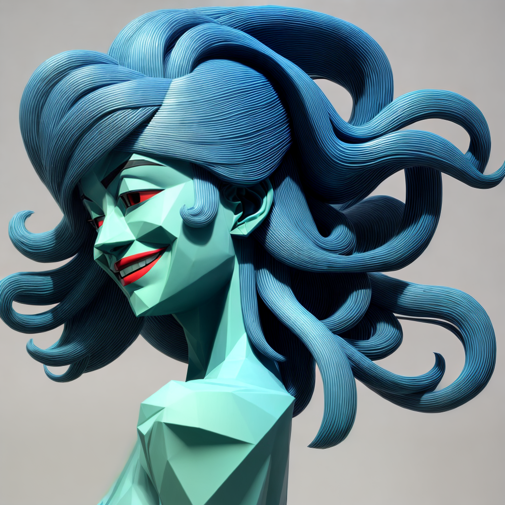 Most beautiful Smile Goddess, Low Poly art