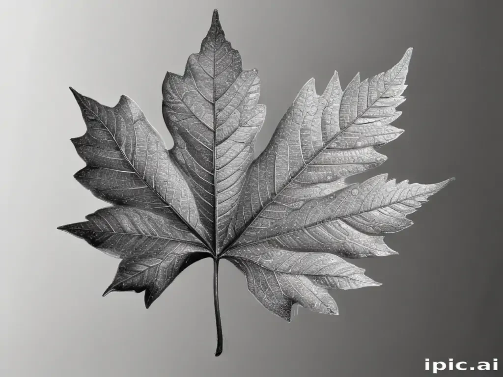 Intricate Black and White Leaf Design Showcasing Nature's Textural Beauty