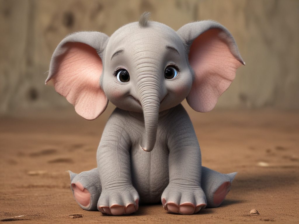 sitting baby elephants pixar style