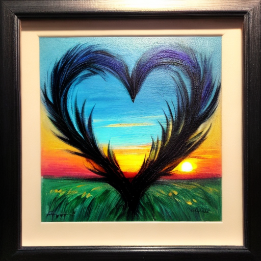 Shadow heart in the sunset
