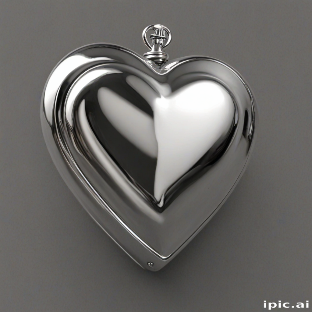 Shiny Silver Heart-Shaped Locket with a Unique Reflective Surface Design