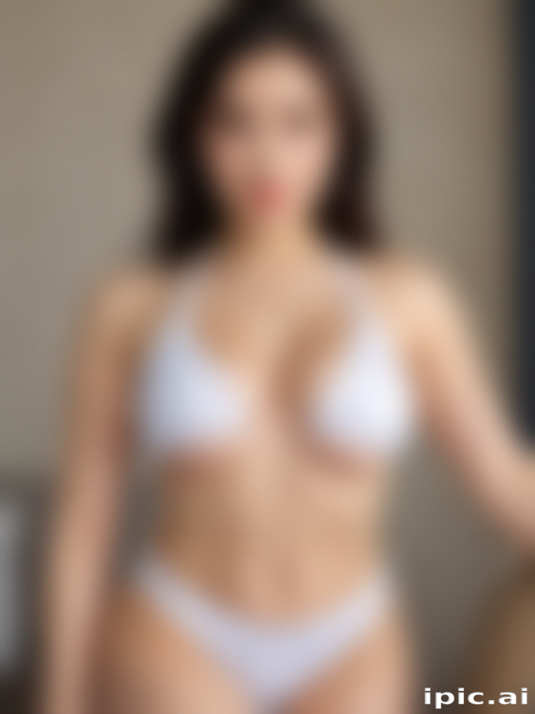 A Beautiful Woman Posing Confidently in a White Bikini at Home.