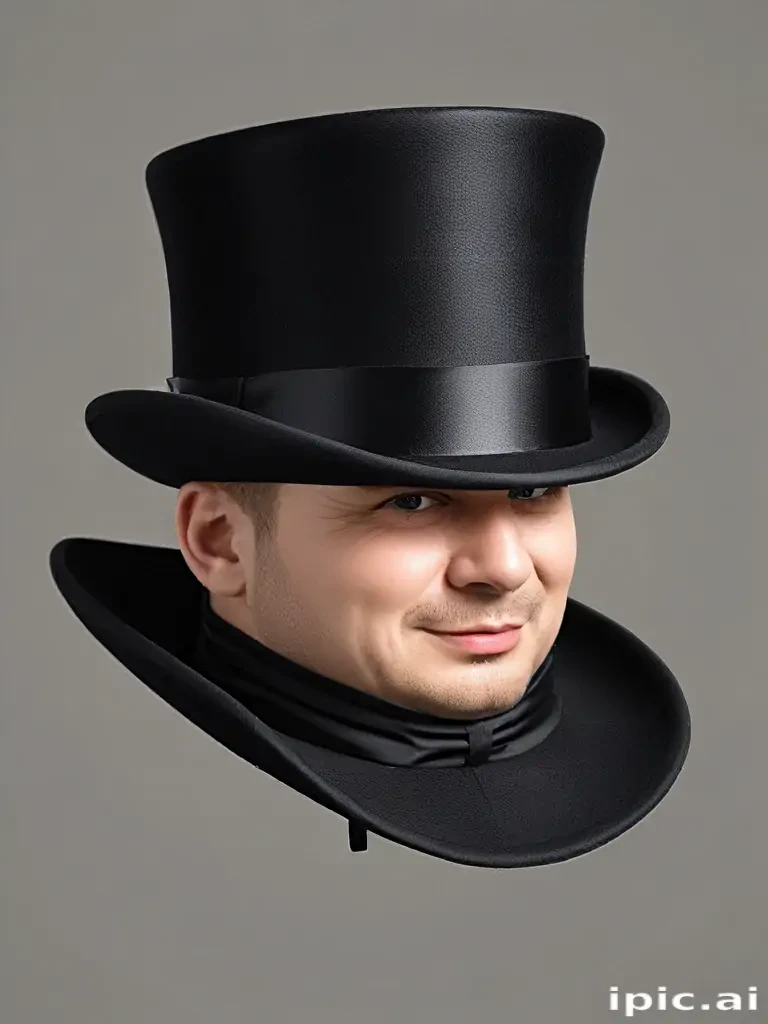 A Stylish Man Wearing a Classic Tall Black Top Hat with a Smile