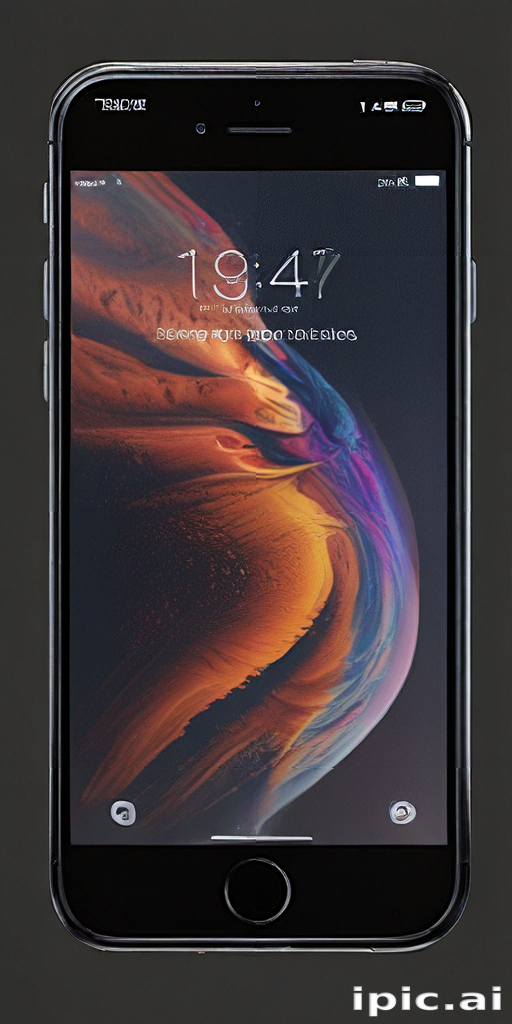 Modern Smartphone Displaying Vibrant Abstract Wallpaper with Time and Date