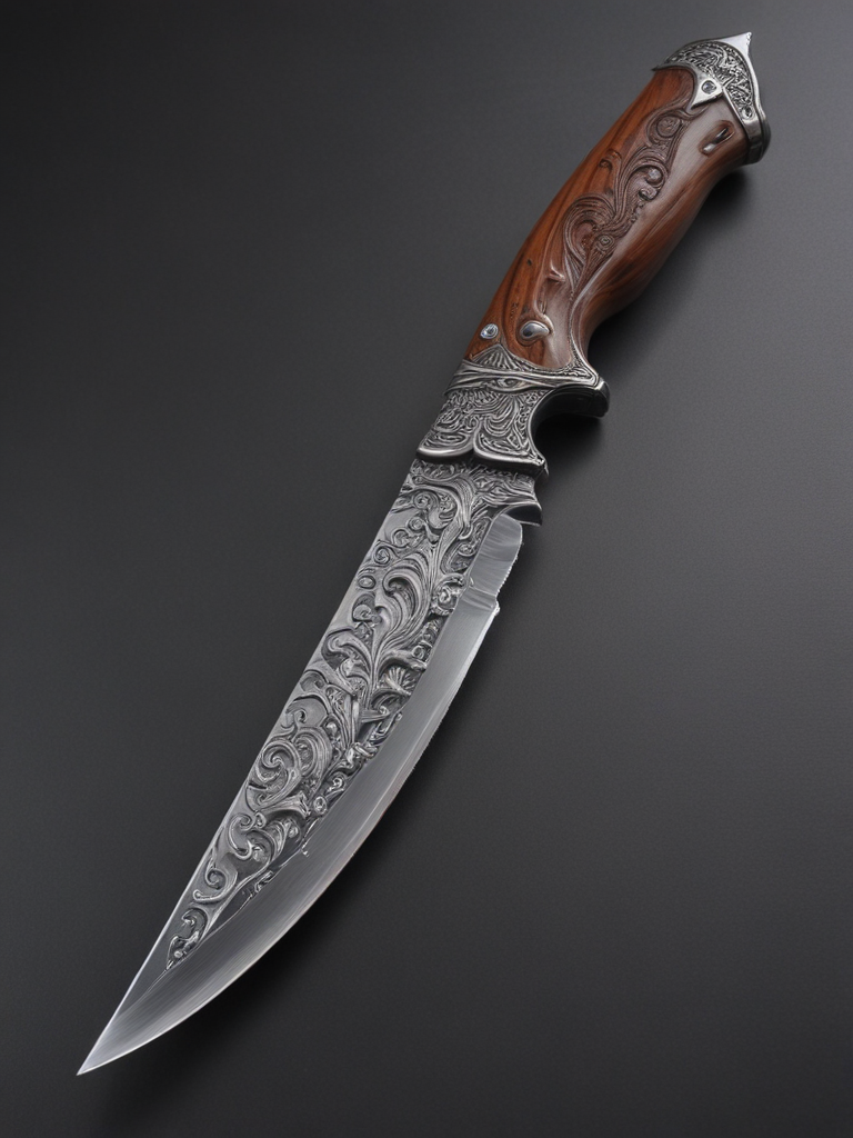 Exquisite Handcrafted Knife with Intricate Detailing and Elegant Wooden ...