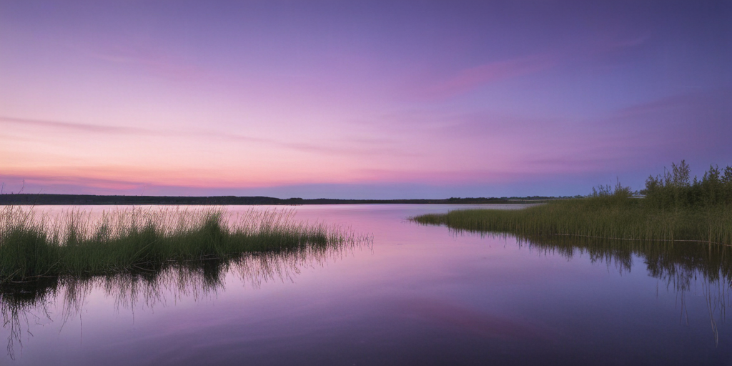 purple sky blue round lake in denmark