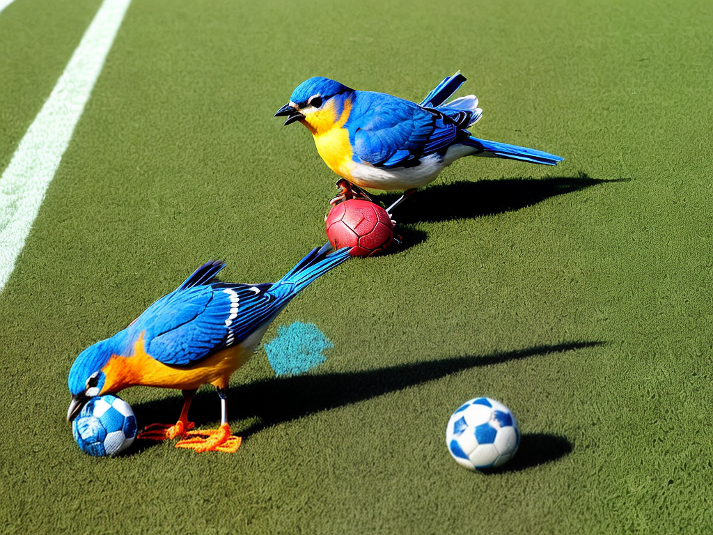 blue bird playing football